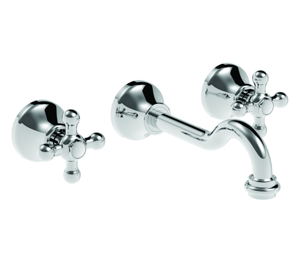Leonardo 3pc Wall Mounted Basin Mixer Chrome - Grange Design Bathroom ...