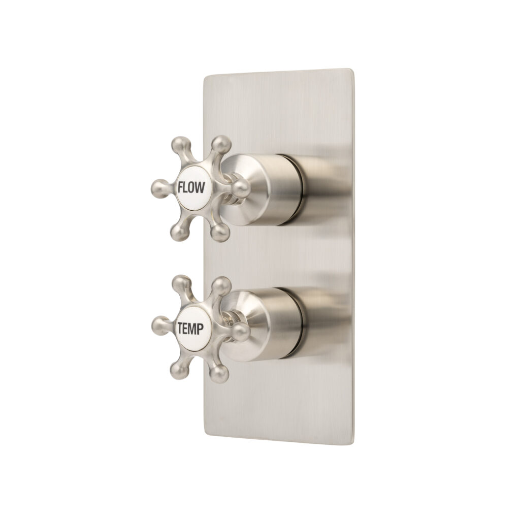 Brunel One Outlet Dual Control Thermostatic Shower Valve Brushed Nickel ...