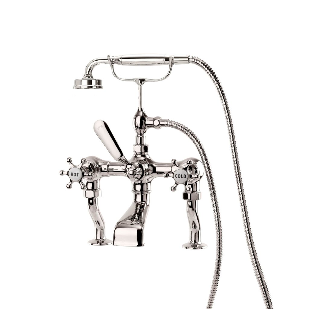 Brunel Deck Mounted Bath Shower Mixer Nickel - Grange Design Bathroom ...